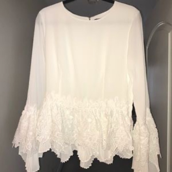 Gracia | Tops | Gracia Ruffled Blousesz Mediumcolor Whitenew | Poshmark